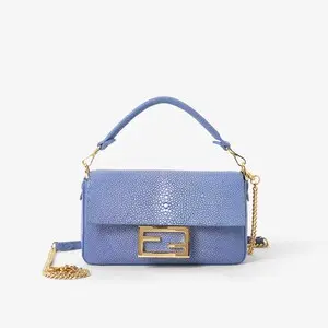 Fendi Baguette Mini In Periwinkle Blue Stingray Leather