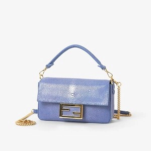 Fendi Baguette Mini In Periwinkle Blue Stingray Leather