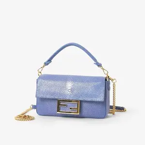 Fendi Baguette Mini In Periwinkle Blue Stingray Leather