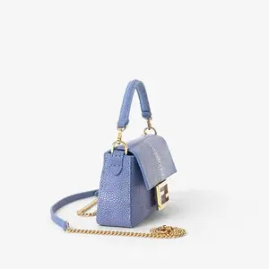 Fendi Baguette Mini In Periwinkle Blue Stingray Leather