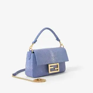 Fendi Baguette Mini In Periwinkle Blue Stingray Leather