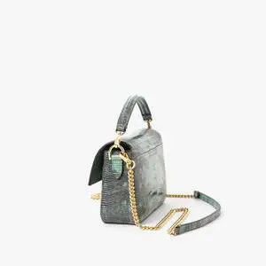 Fendi Mini Baguette Bag In Agate Teju Lizard