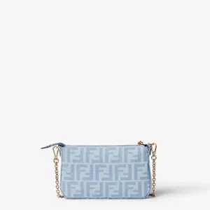 Fendi Baguette Pouch In Ff Denim - Light Blue