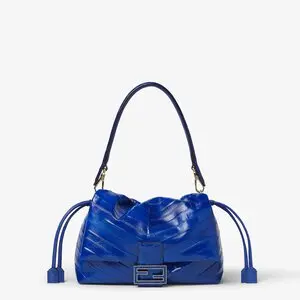 Fendi Baguette Soft Medium Electric Hagfish Leather Bag - Blue