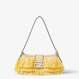 Fendi Baby B. Bag With Raffia-effect Fringes And Selleria Stitching