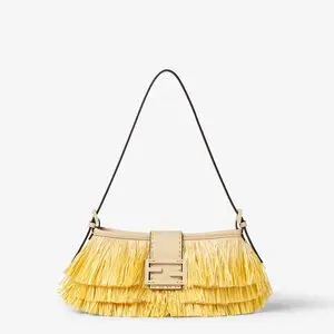 Fendi Baby B. Bag With Raffia-effect Fringes And Selleria Stitching