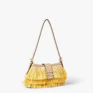 Fendi Baby B. Bag With Raffia-effect Fringes And Selleria Stitching