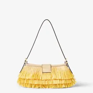 Fendi Baby B. Bag With Raffia-effect Fringes And Selleria Stitching