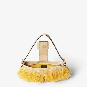 Fendi Baby B. Bag With Raffia-effect Fringes And Selleria Stitching