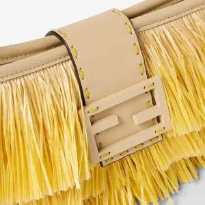 Fendi Baby B. Bag With Raffia-effect Fringes And Selleria Stitching