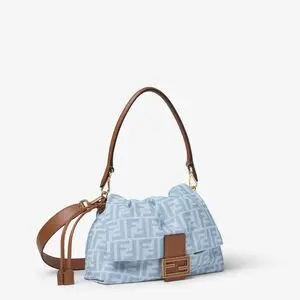 Fendi Mamma Baguette Medium Bag In Ff Denim