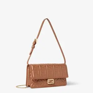 Fendi Baguette Wallet On Chain - Brown