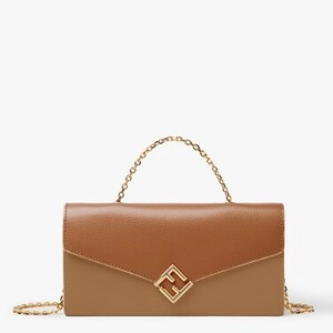 Fendi Ff Diamonds Wallet On Chain - Brown