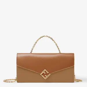 Fendi Ff Diamonds Wallet On Chain - Brown