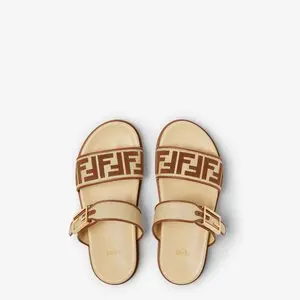 Fendi Ff Baguette Buckle Raffia Slides