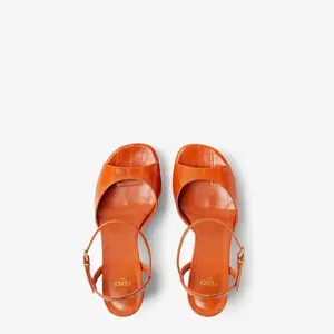 Fendi Hagfish Leather Platform Sandals - Orange