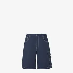 Fendi Cotton Canvas Bermuda Shorts With Cargo Pocket - Blue