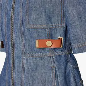 Fendi Cotton Chambray Denim Dress With Leather Embellishments - Blue