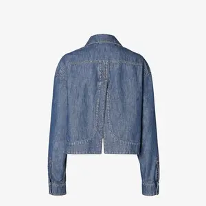 Fendi Chambray Denim Jacket With Leather Patch - Blue