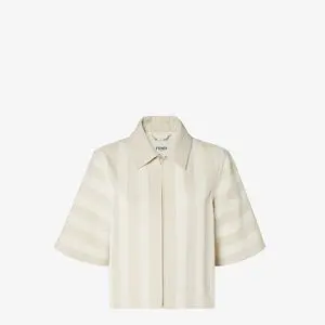 Fendi Cropped Cotton Drill Jacket With Pequin Motif - Beige