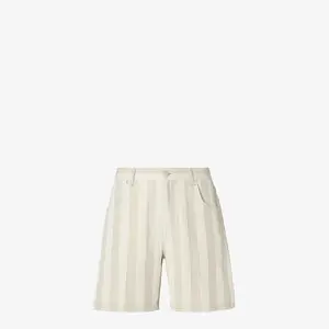 Fendi Fendi Pequin Stripe Denim Shorts Beige