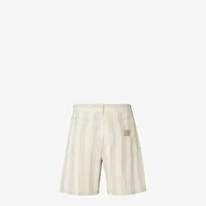 Fendi Pequin Stripe Denim Shorts - Beige