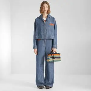 Fendi Wide-leg Chambray Denim Jeans