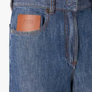 Fendi Wide-leg Chambray Denim Jeans