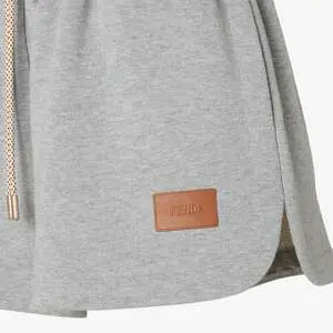 Fendi Cotton Jersey Shorts With Leather Patch