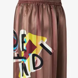 Fendi Silk Pequin Jacquard Trousers With Graphic Print - Brown