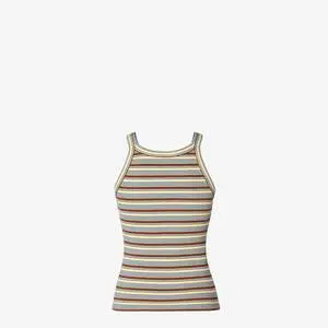 Fendi Rib Knit Striped Sleeveless Top