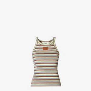 Fendi Rib Knit Striped Sleeveless Top - Multicolour