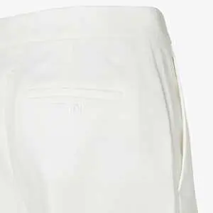 Fendi High-waisted Linen Cotton Shorts With Embroidered Logo