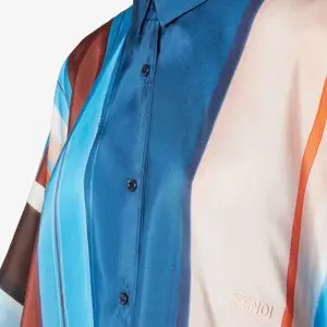 Fendi Silk Habotai Striped Cropped Shirt - Multicolour