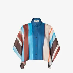 Fendi Silk Habotai Striped Cropped Shirt - Multicolour