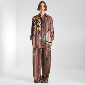 Fendi Silk Pequin Jacquard Shirt With Graphic Motif