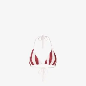 Fendi Reversible Pequin Stripe Triangle Bikini Top - Red