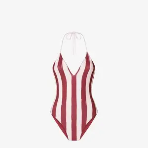 Fendi Pequin Stripe Reversible One-piece Swimsuit - Red
