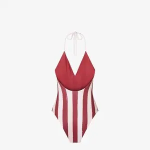 Fendi Pequin Stripe Reversible One-piece Swimsuit - Red