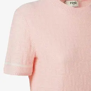 Fendi Short-sleeved Crocheted Ff Motif Jumper - Pink