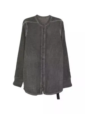 ISAAC SELLAM EXPERIENCE Collarless Textured-finish Shirt - Grey