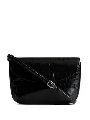 YU MEI Keriana Crocodile-embossed Leather Crossbody Bag - Black