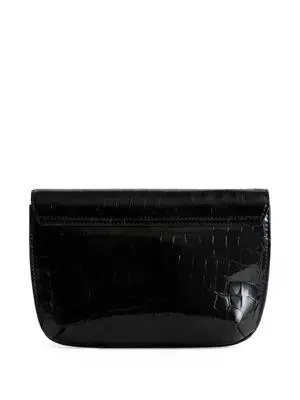 YU MEI Keriana Crocodile-embossed Leather Crossbody Bag - Black