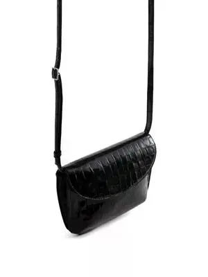 YU MEI Keriana Crocodile-embossed Leather Crossbody Bag - Black