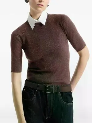 Brunello Cucinelli Sparkling Cashmere Rib-knit Sweater