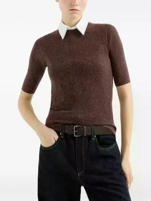 Brunello Cucinelli Sparkling Cashmere Rib-knit Sweater - Brown