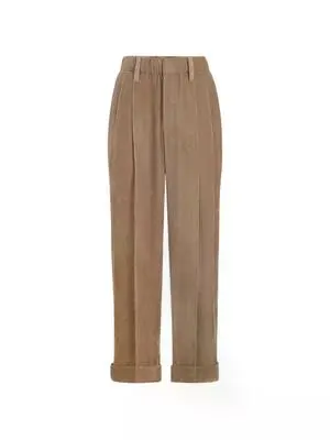 Brunello Cucinelli Fluid Corduroy Baggy Sartorial Trousers - Neutrals