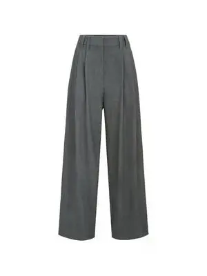 Brunello Cucinelli Tailored Wool Trousers With Monili Detail - Grey
