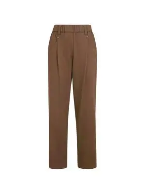 Brunello Cucinelli Pleated Trousers With Monili Decoration - Brown