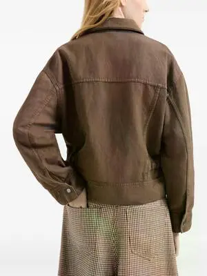 Brunello Cucinelli Garment-dyed Cotton And Linen Cover Outerwear Jacket With Monili - Brown